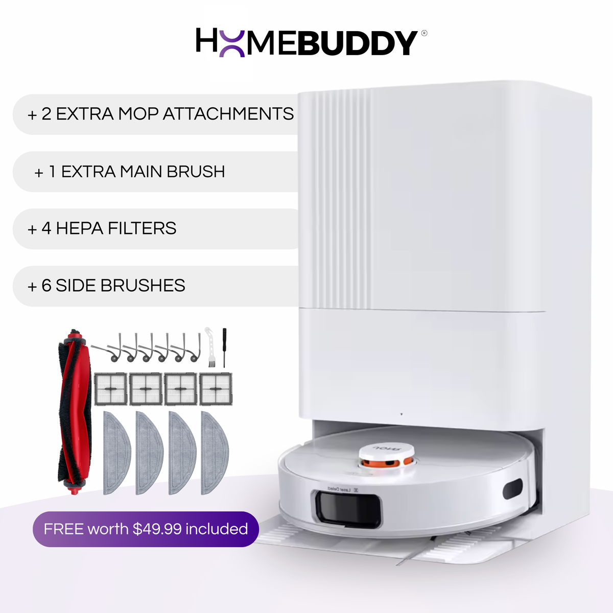 HOME BUDDY – vacuums, mops, and sweeps in one go